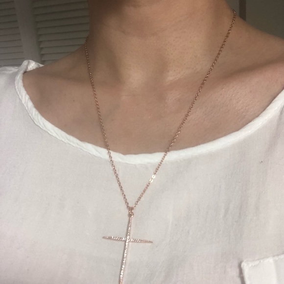 Jewelry | Rose Gold Cross Necklace Zirconia | Poshmark